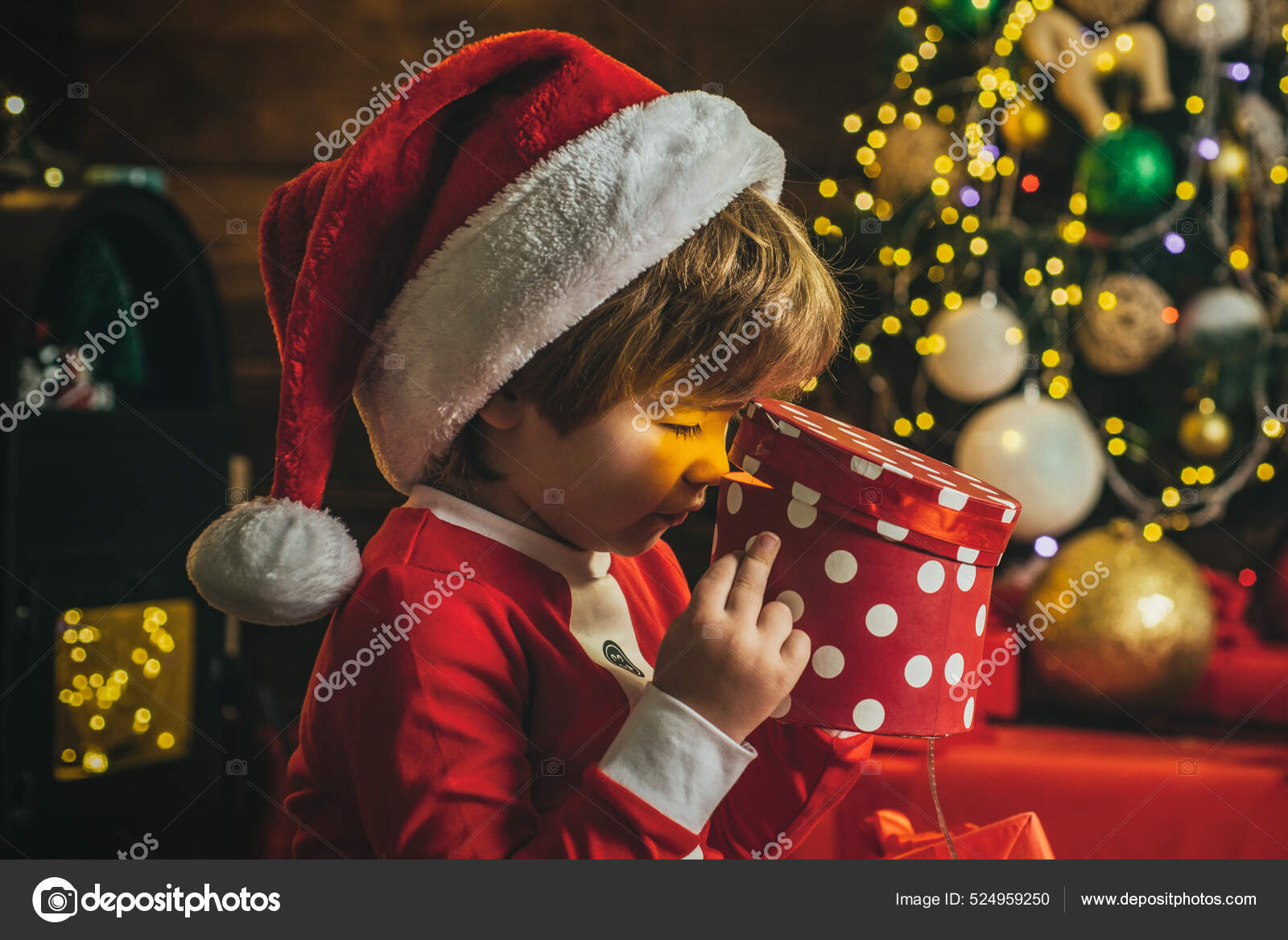 Surprised Child At Christmas