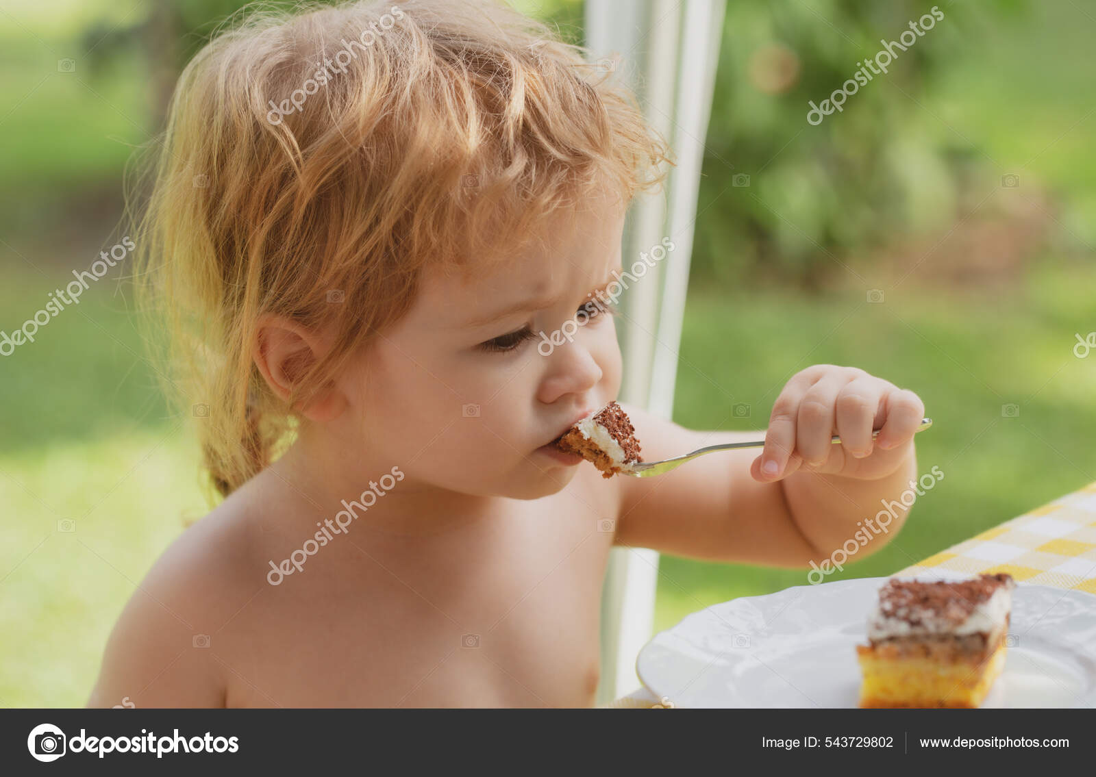 Cute Baby Eating Chocolate Cake