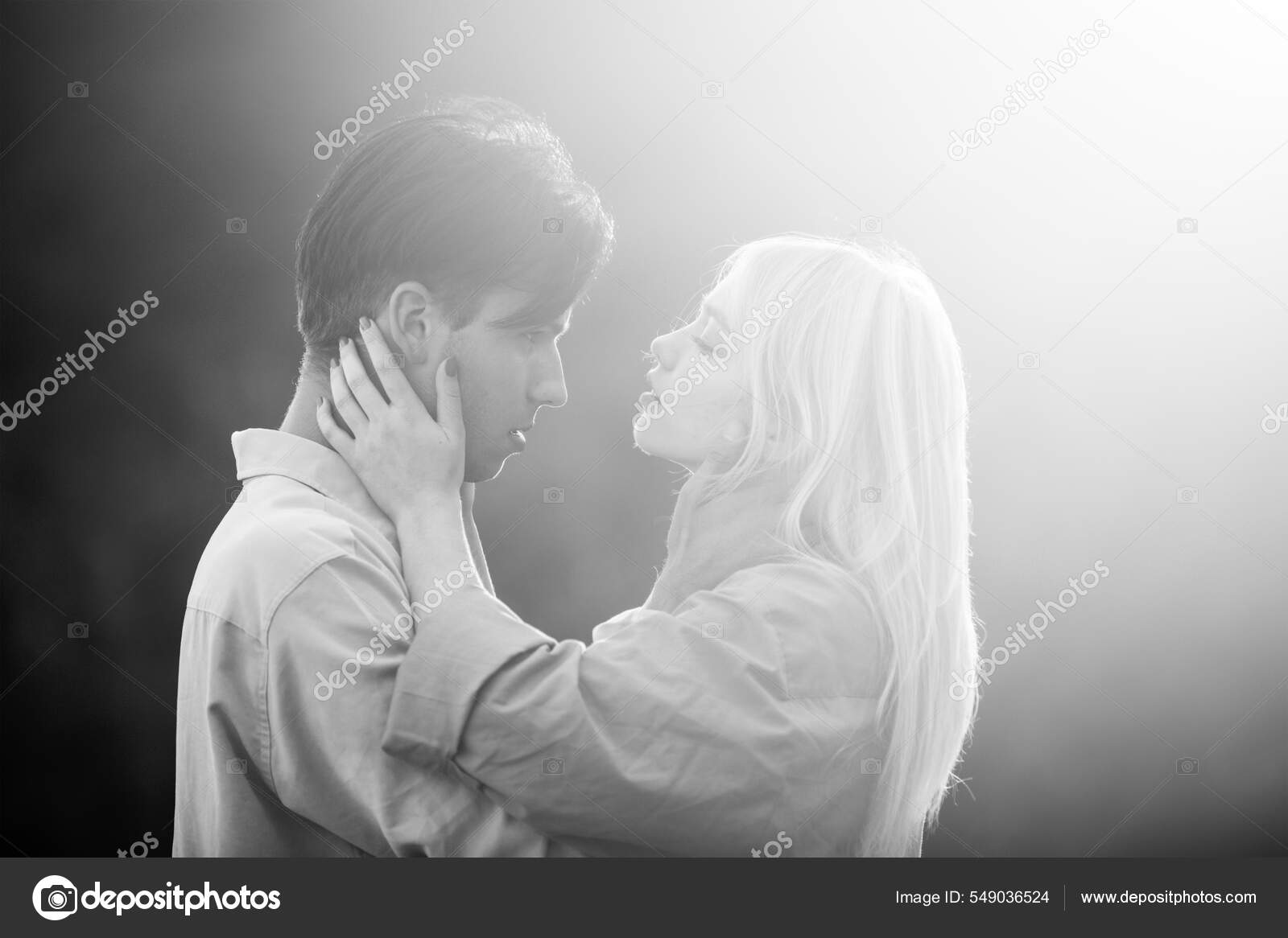 Sensual Lovers Hugging And Kissing At Sunset Couple In Love Sensual
