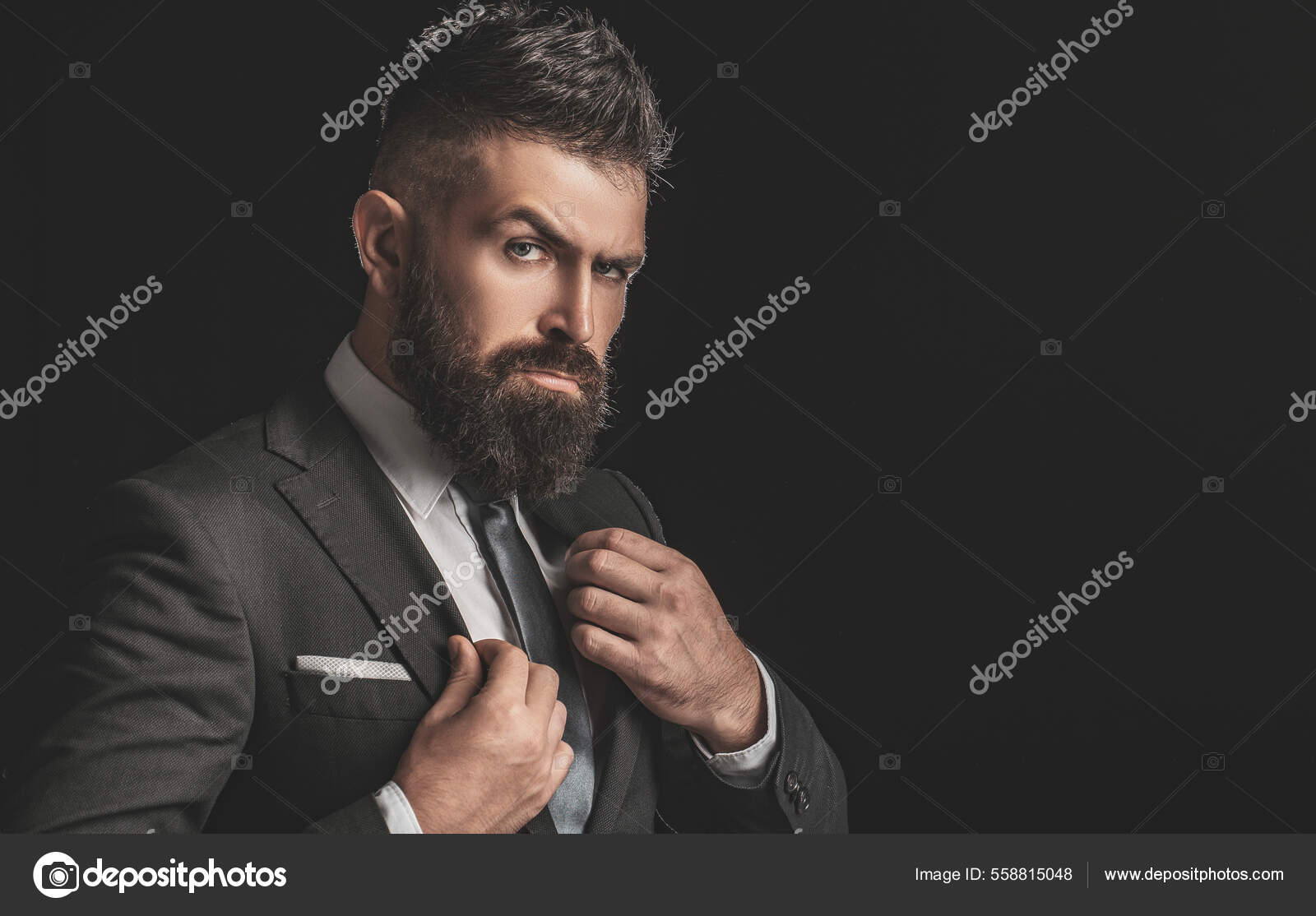 Rich bearded man dressed in classic suits. Elegance casual dress ...