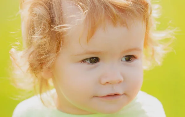 Kids portrait, close up head of cute child. Baby smiling, cute smile on ...
