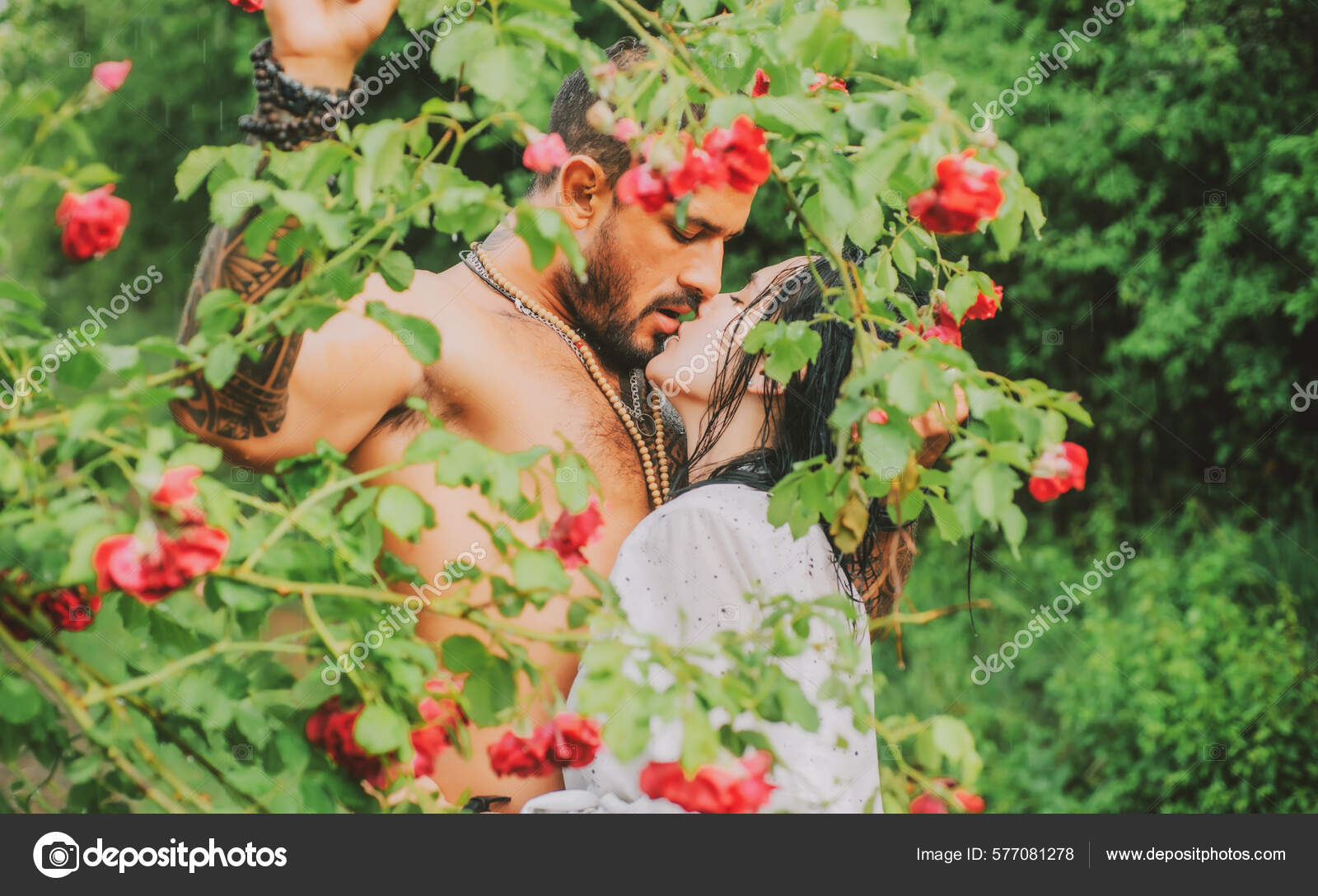 Sensual Kiss Young Lovers Hugging Embracing Couple Love Tenderness ...