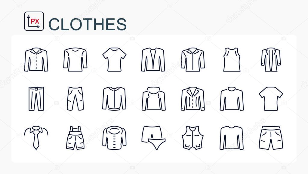 Un conjunto de ilustraciones vectoriales, iconos de una fina línea de ...