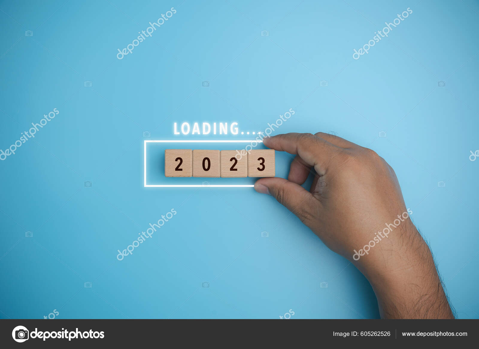 Loading 2023 New Year Loading Bar Wooden Blocks 2023 Blue Stock Photo ...