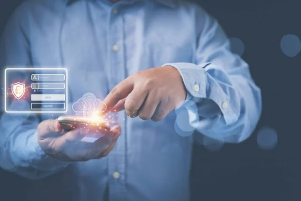 Login system by username and password for protecting private data ...