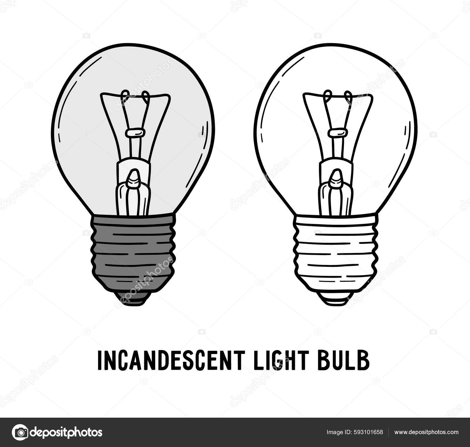 Incandescent Light Bulb Lamp Icon Idea Symbol Vector Linear ...