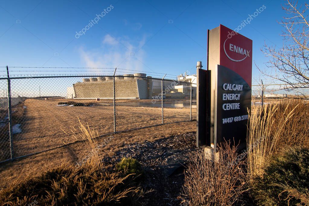 Calgary Alberta Canada, 07 de febrero de 2022: Un cartel en el Enmax ...