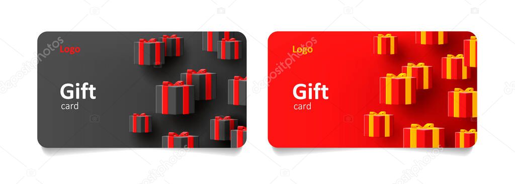 Gift Card Voucher Template Pattern Gift Boxes Vector Illustration ...