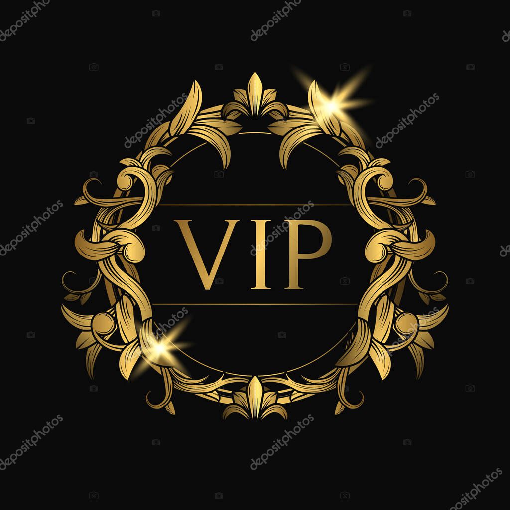 Ilustración VIP Golden Badge. Concepto Vintage adecuado para tarjetas ...
