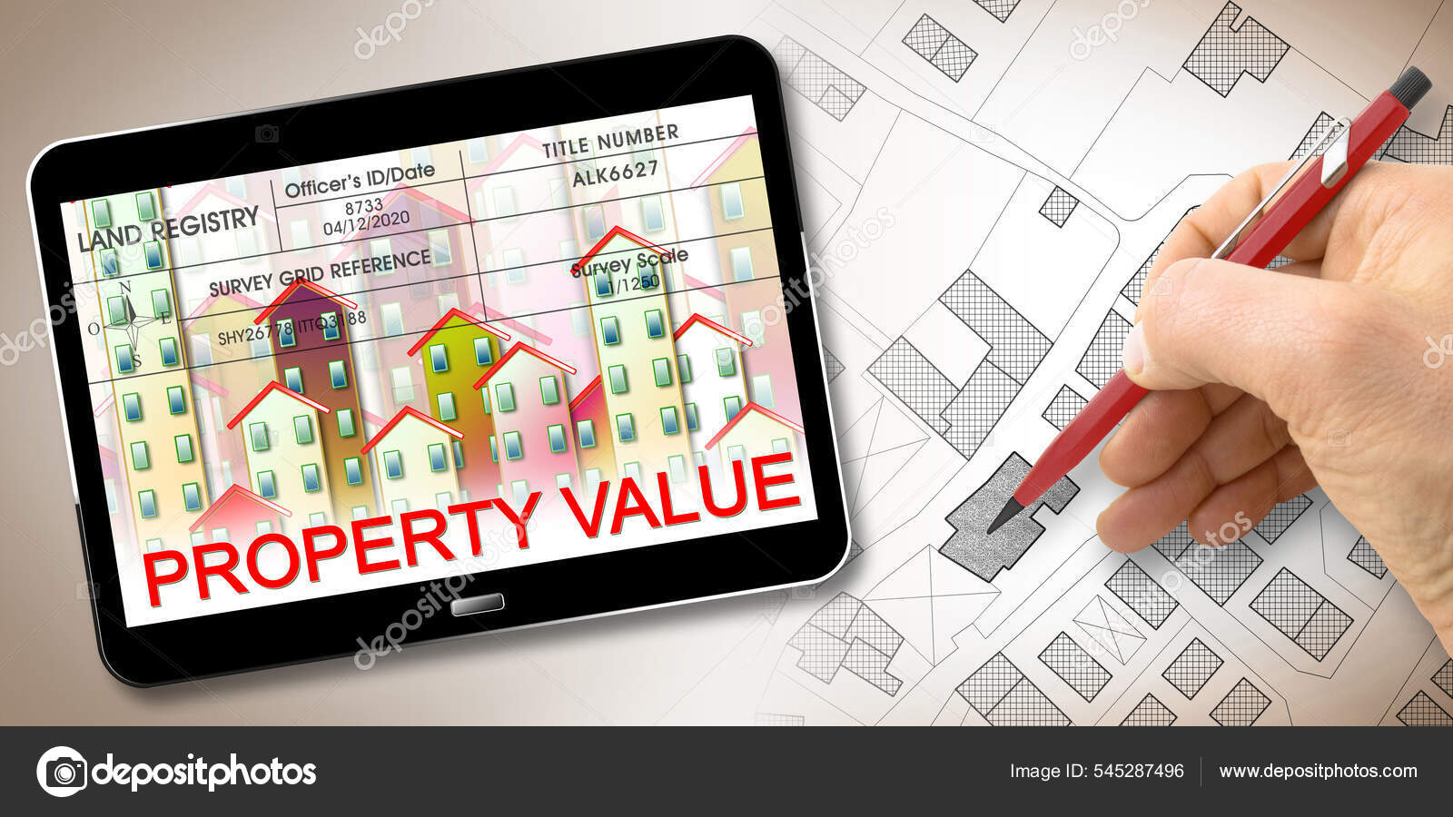 Property Value Building Concept Imaginary Cadastral Map Rendering ...