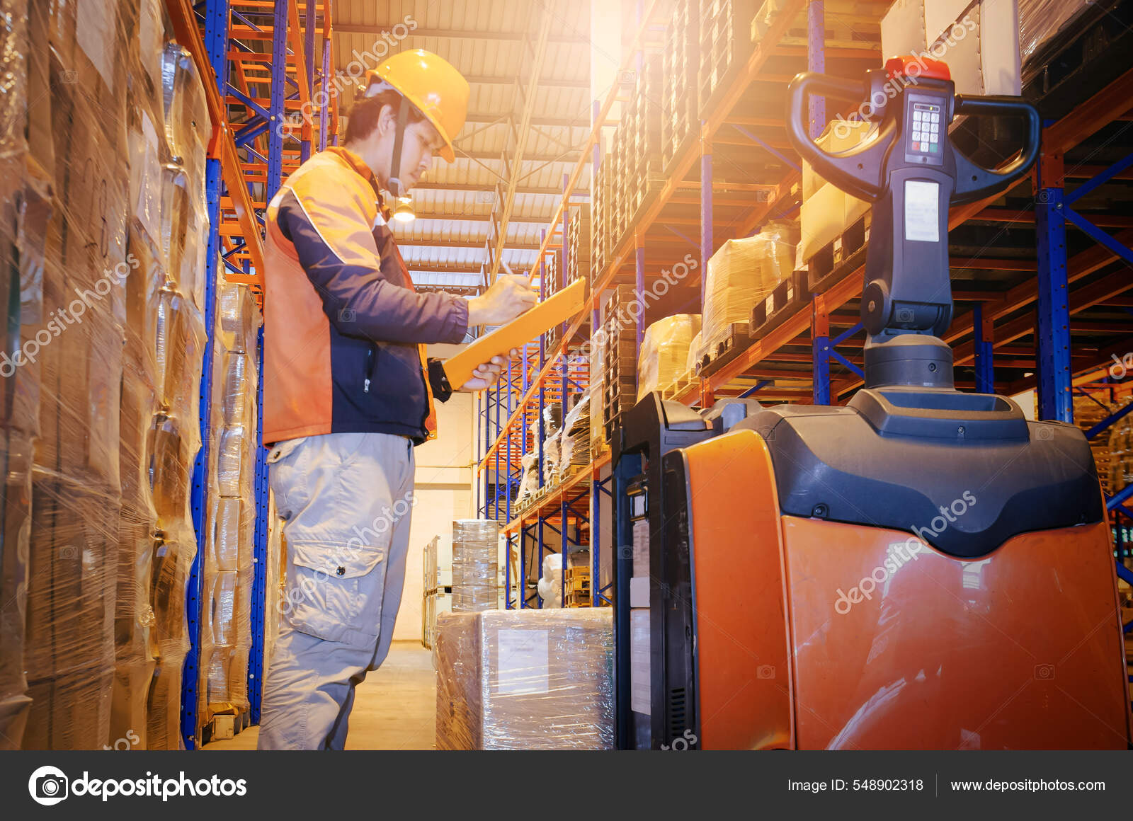 Workers Doing Inventory Management Packaging Boxes Storage Warehouse ...