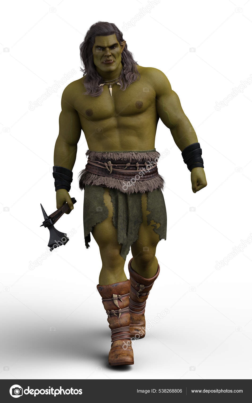 Handsome Shirtless Orc Monster Man стоковое фото © 538268806