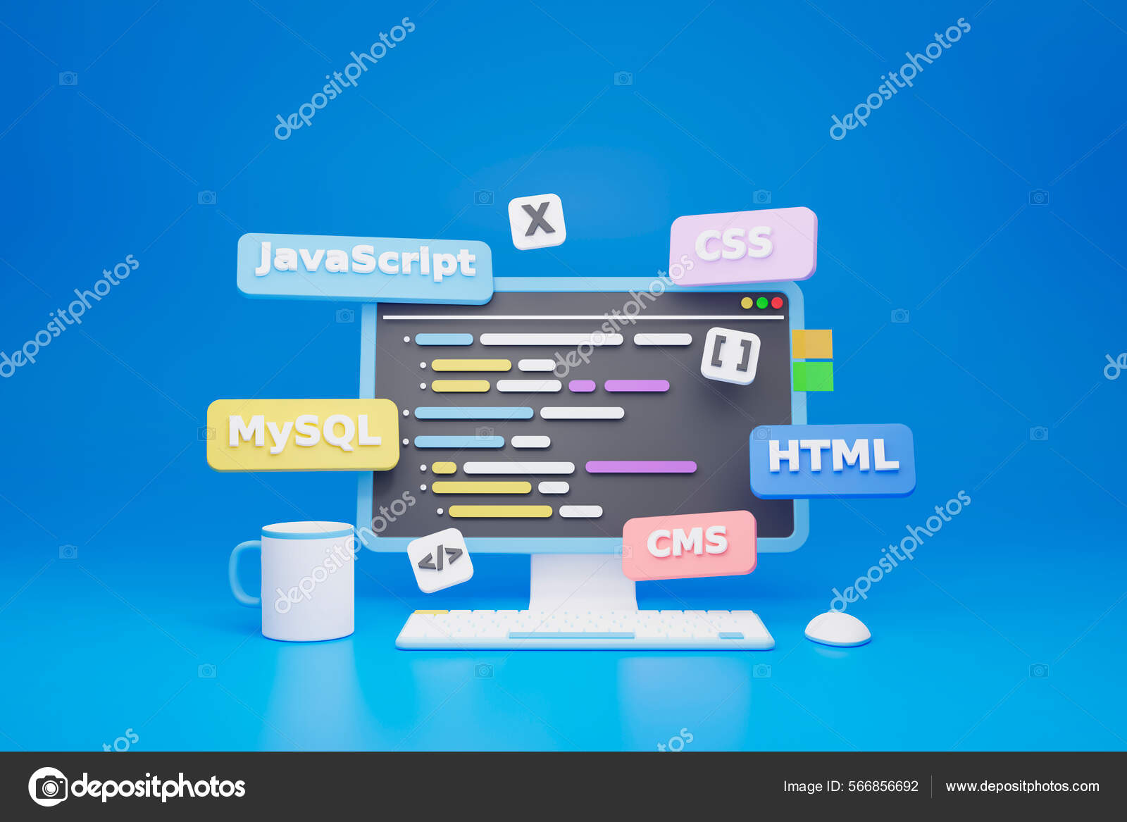 Front end development concept, 3d render — Stock Photo © DimaOris ...