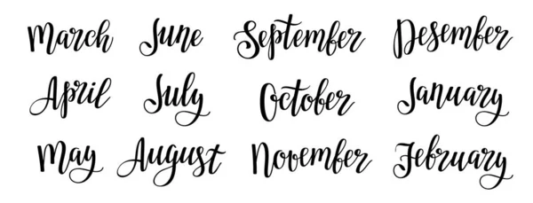Months of calligraphy imágenes de stock de arte vectorial | Depositphotos