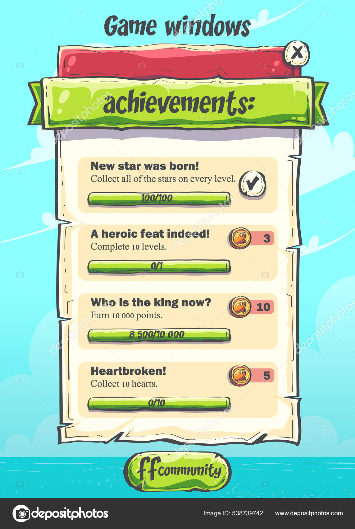 Achievements Game Window Vector Illustration Background Vertical Image ...