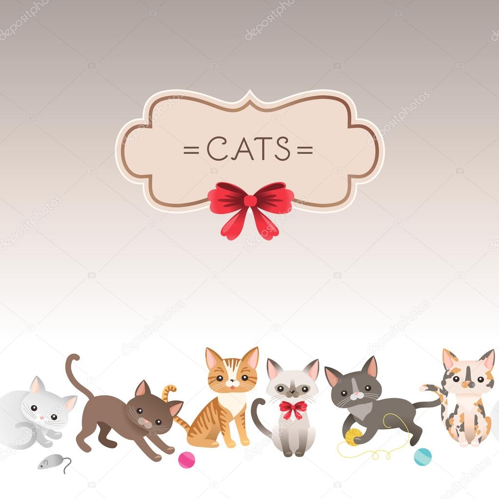 Greeting card with cute cartoon cats. Stock Vector Image by ©reinekke ...
