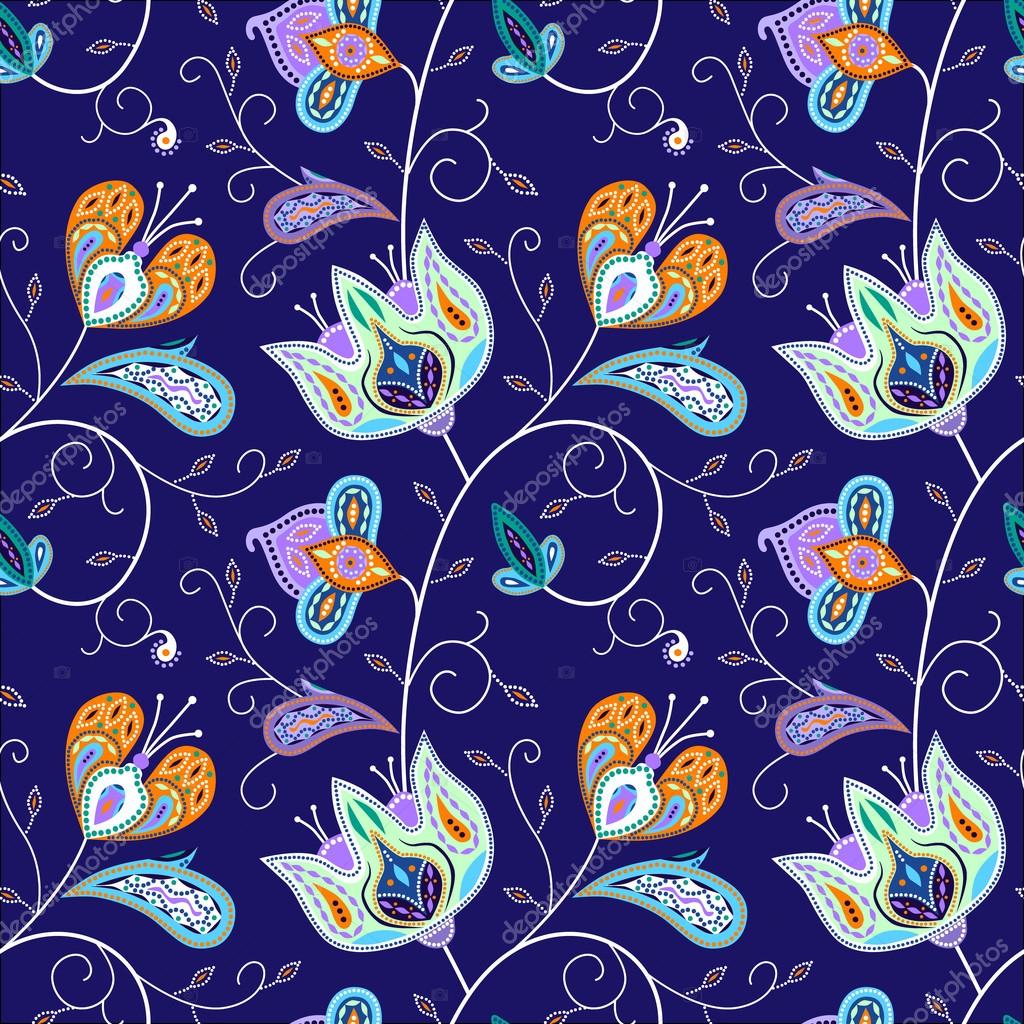 Indian floral seamless pattern Stock Vector Image by ©reinekke #51709495