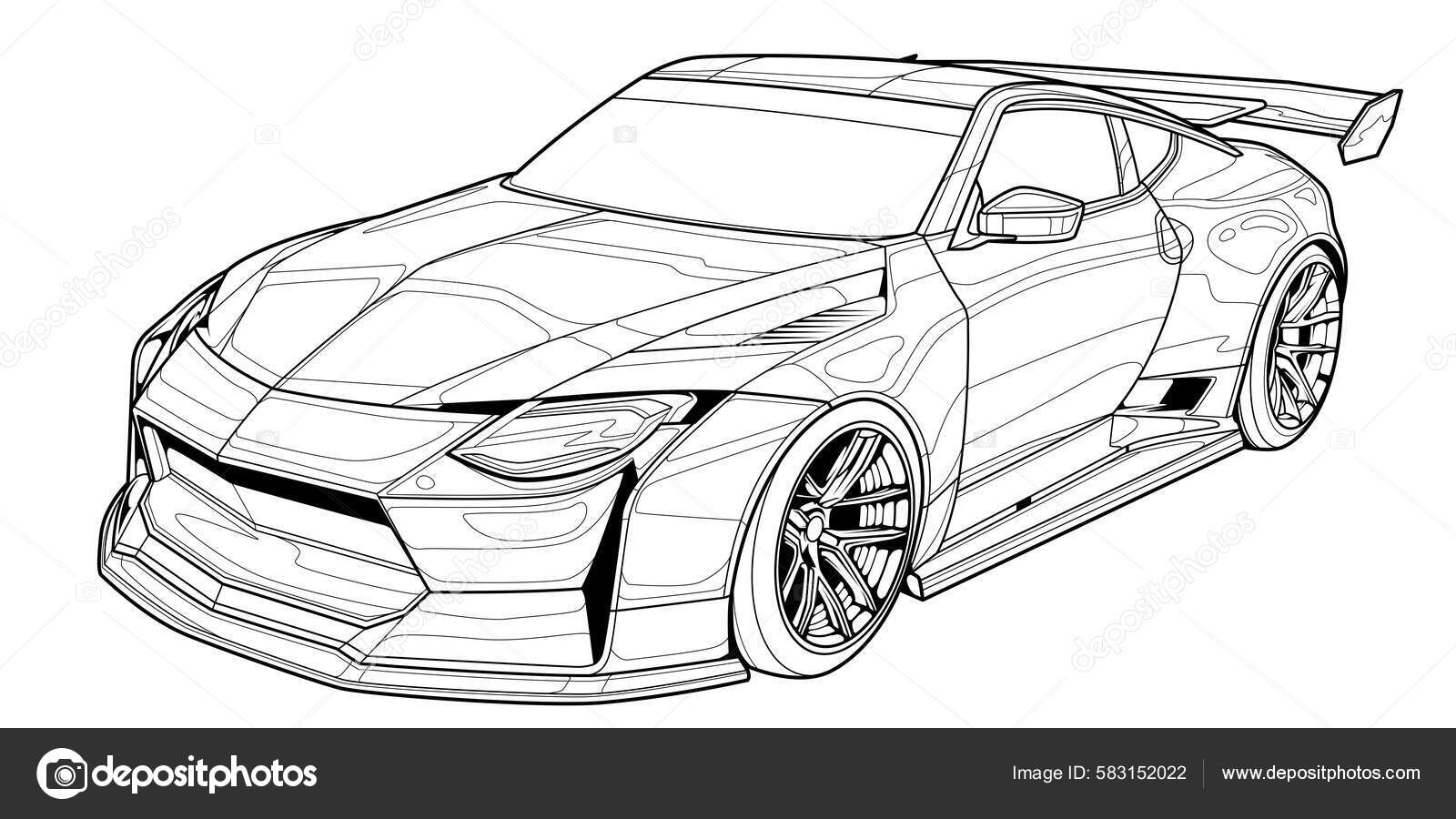 Livre Colorier Pour Dessin D'adulte Papier Voiture Avec Contours ...