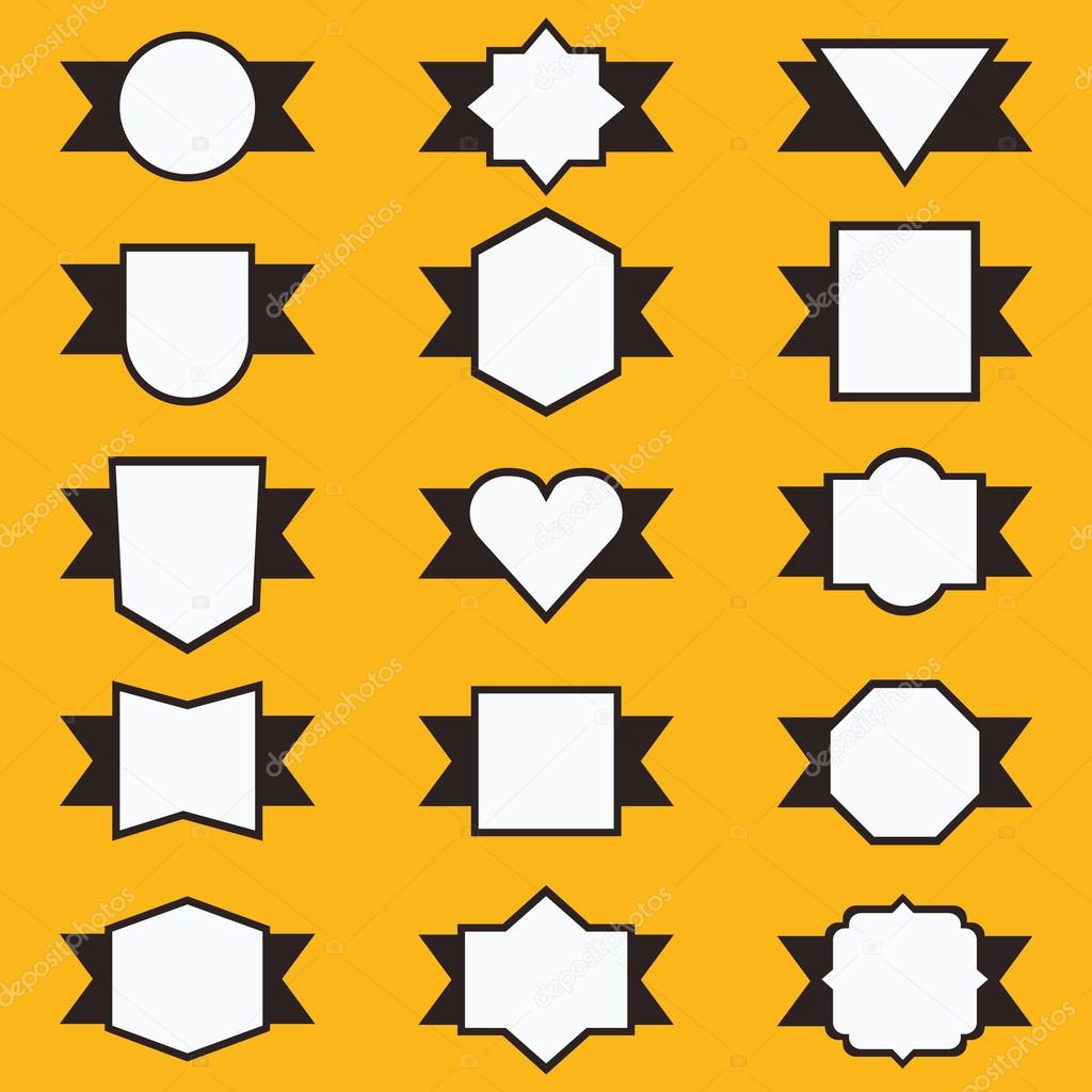 Set of cute ribbon badges and labels in different shapes — Stock Vector ...