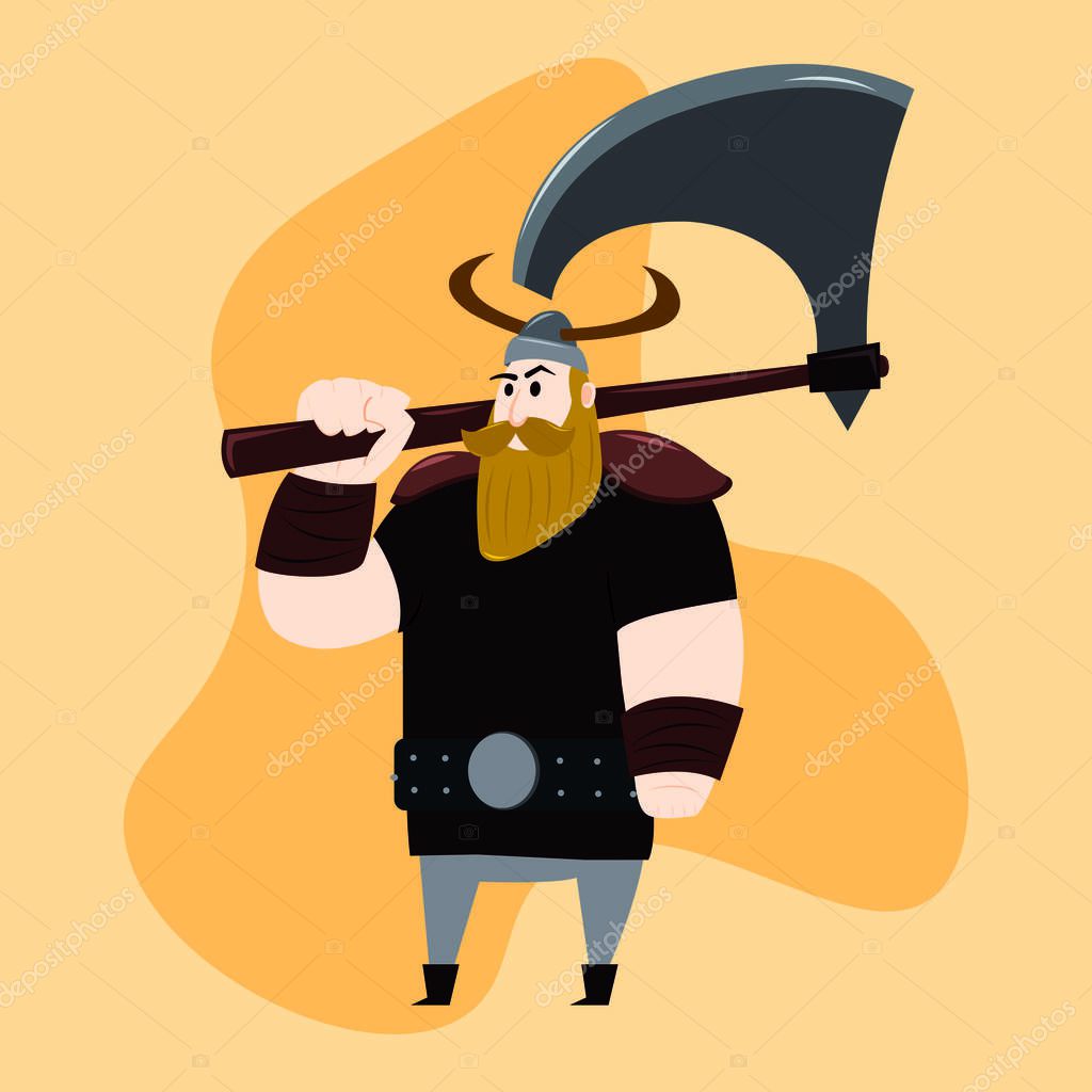 Aislado Lindo Personaje Vikingo Masculino Con Hacha Vector Ilustración Vector de stock por ...