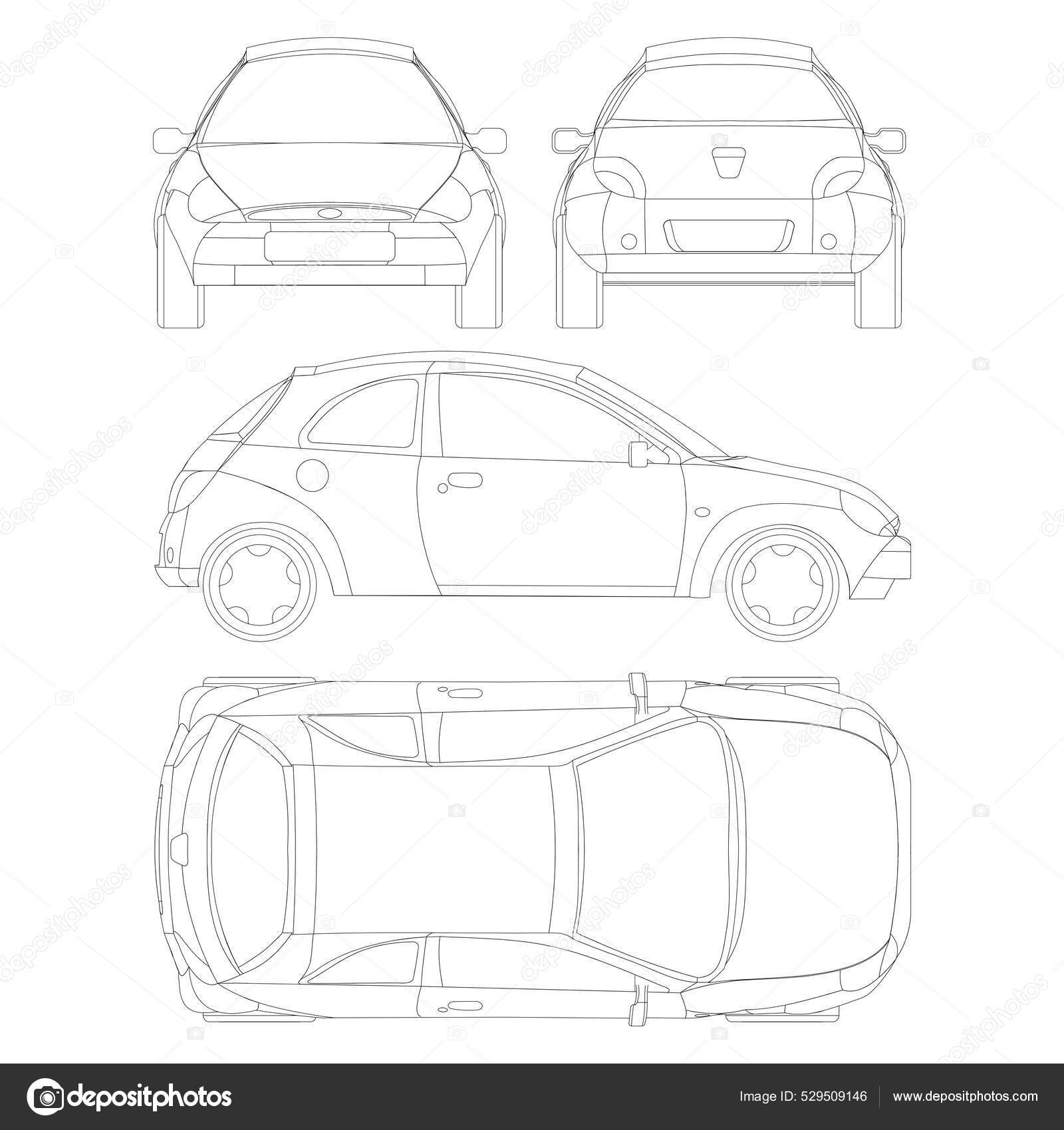 Esquema Carro Cidade Modelo Carro Compacto Branco Para Branding ...