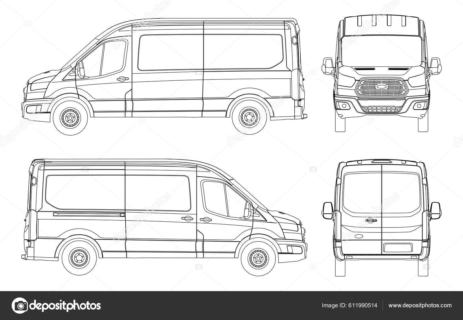 Van Vector Template Car Branding Advertising Light Commercial Van Ford ...