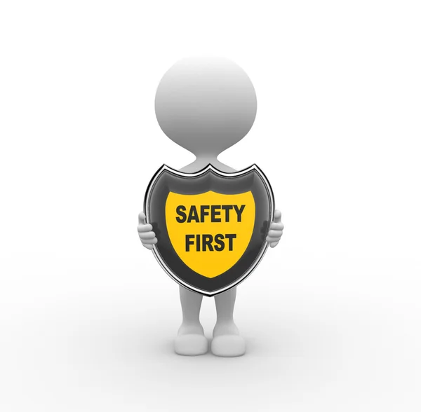 3d man and a shield with sign Safety first Stock Photo by ©orlaimagen ...