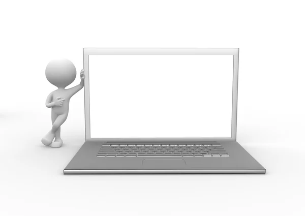 3d human with laptop isolated on white background Stock Photo by ...