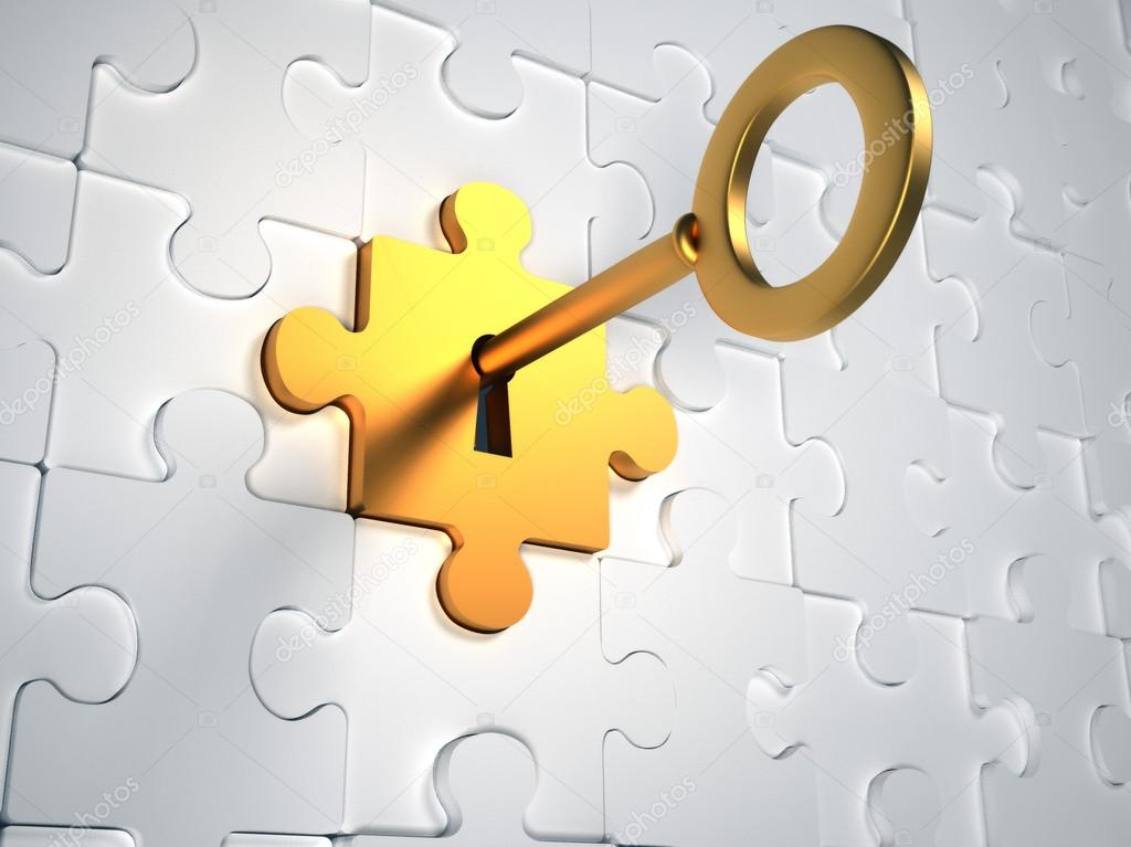 Golden key and puzzle pieces Stock Photo by ©orlaimagen 51362651