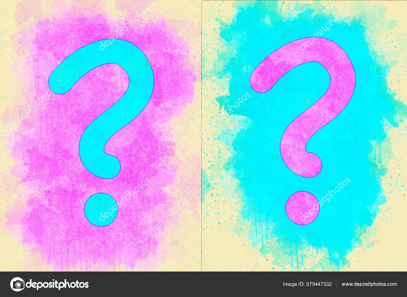 Signos De Interrogación Rosados Y Azules Ilustración Vectorial De