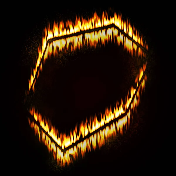 hexagon in very strong flames black background - Stock Image - Everypixel