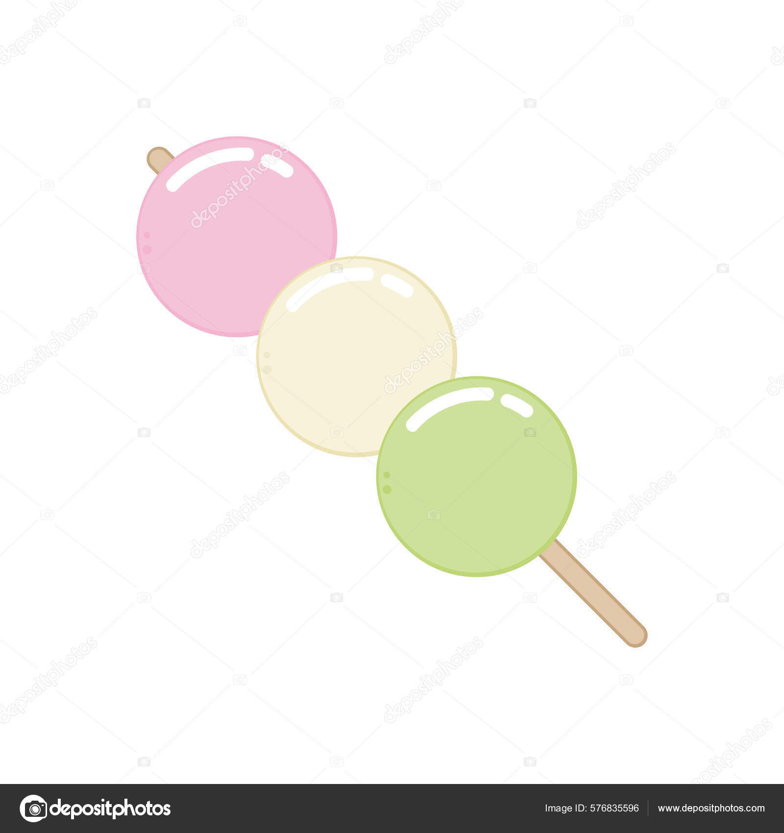 Mochi Stick Free Space Text Mochi Vector White Background Stock Vector ...