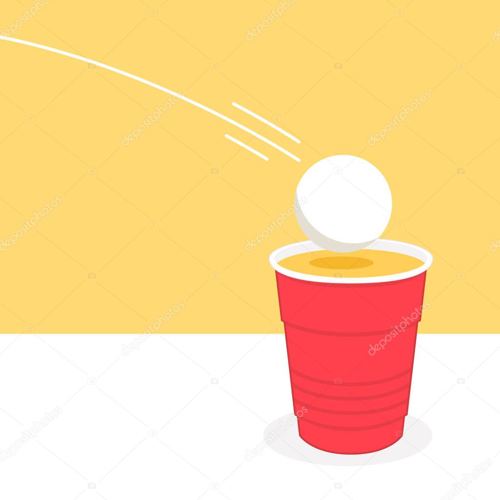 Vasos de plástico vector. Tazas de plástico Red Beer Pong con bola ...
