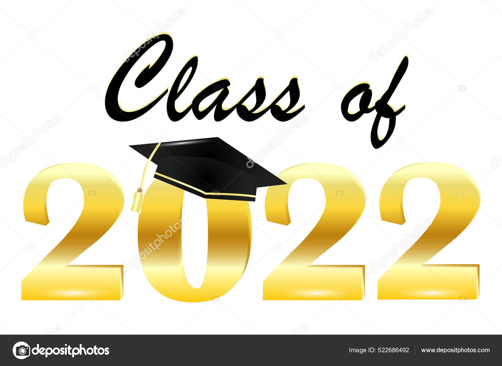 Senior 2022. Graduation ceremony logo. Illustration of graduation from ...