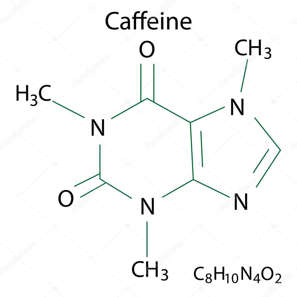 Estructura química de cafeína. Elemento esquelético. Compuesto orgánico ...