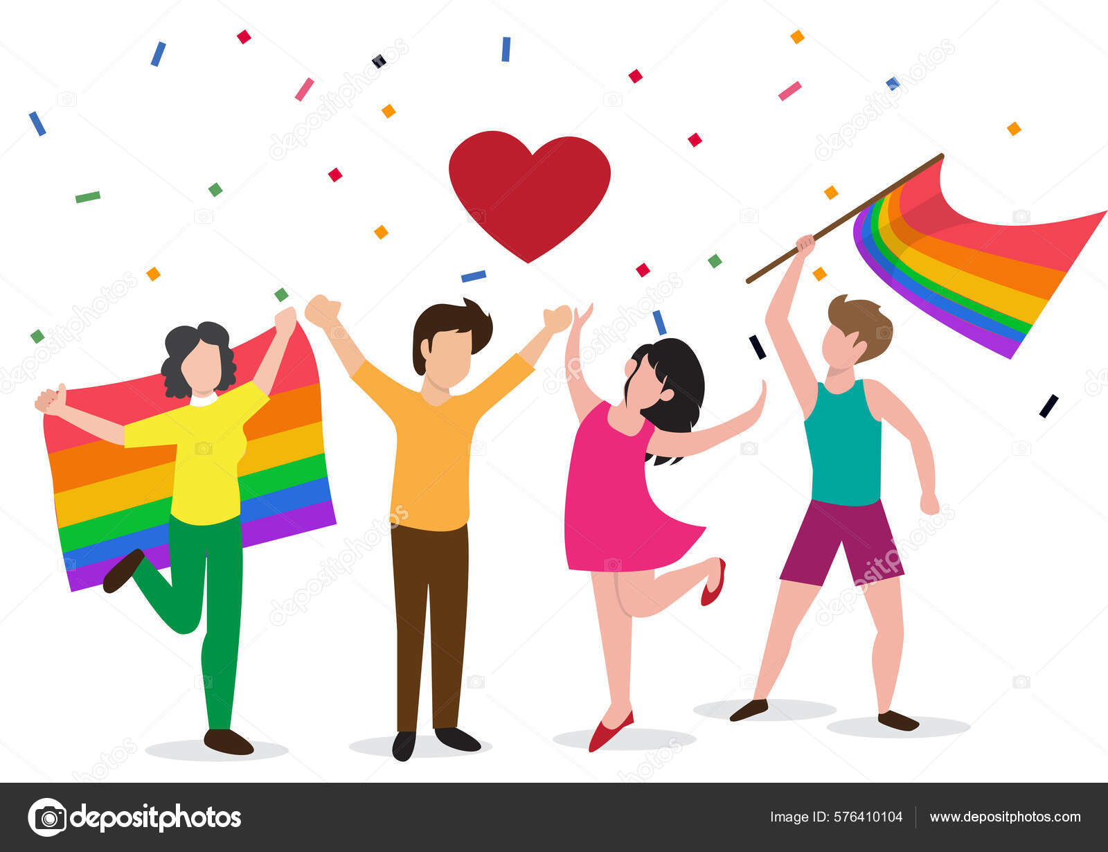 Gays Lesbians Couple Lover Rainbow Flat Pride Day Lgbt Community Stock ...