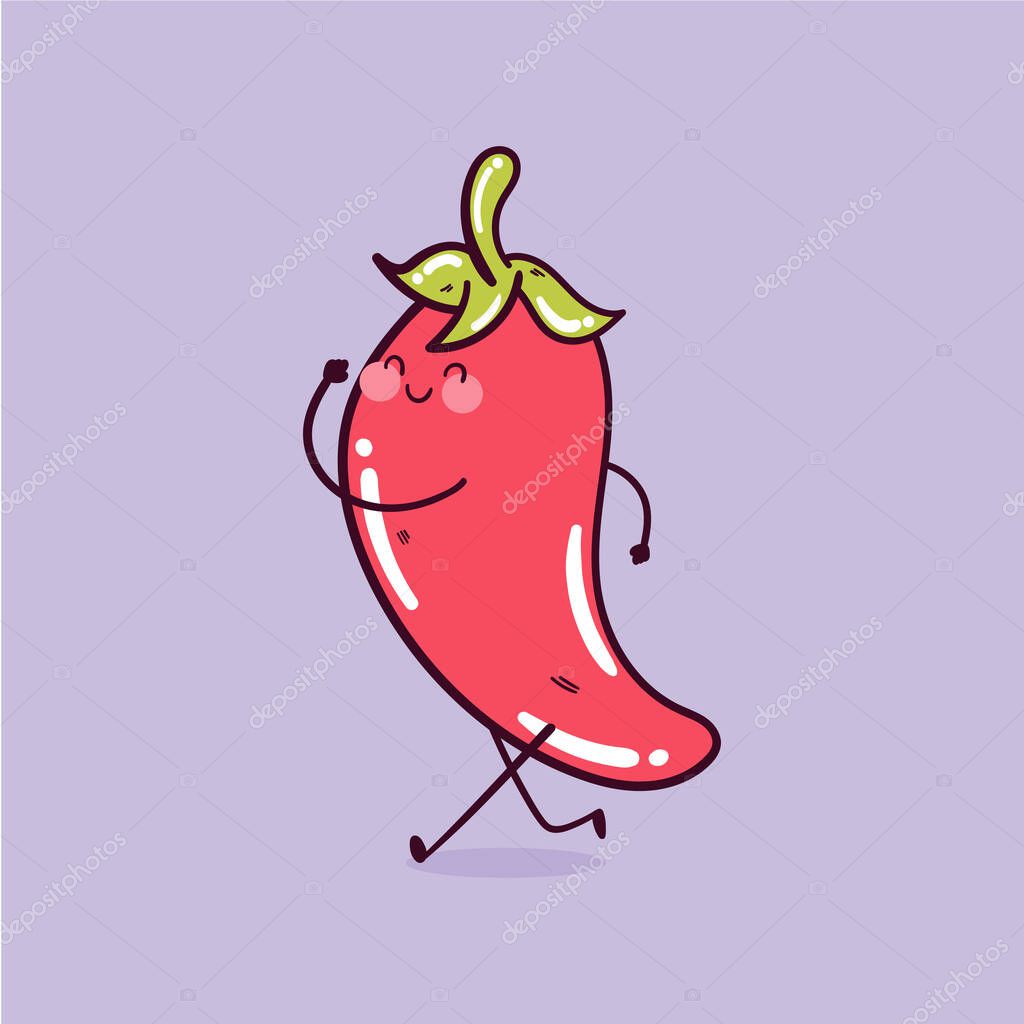 Happy cute smiling funny kawaii chili pepper. Cute chili pepper mascot ...