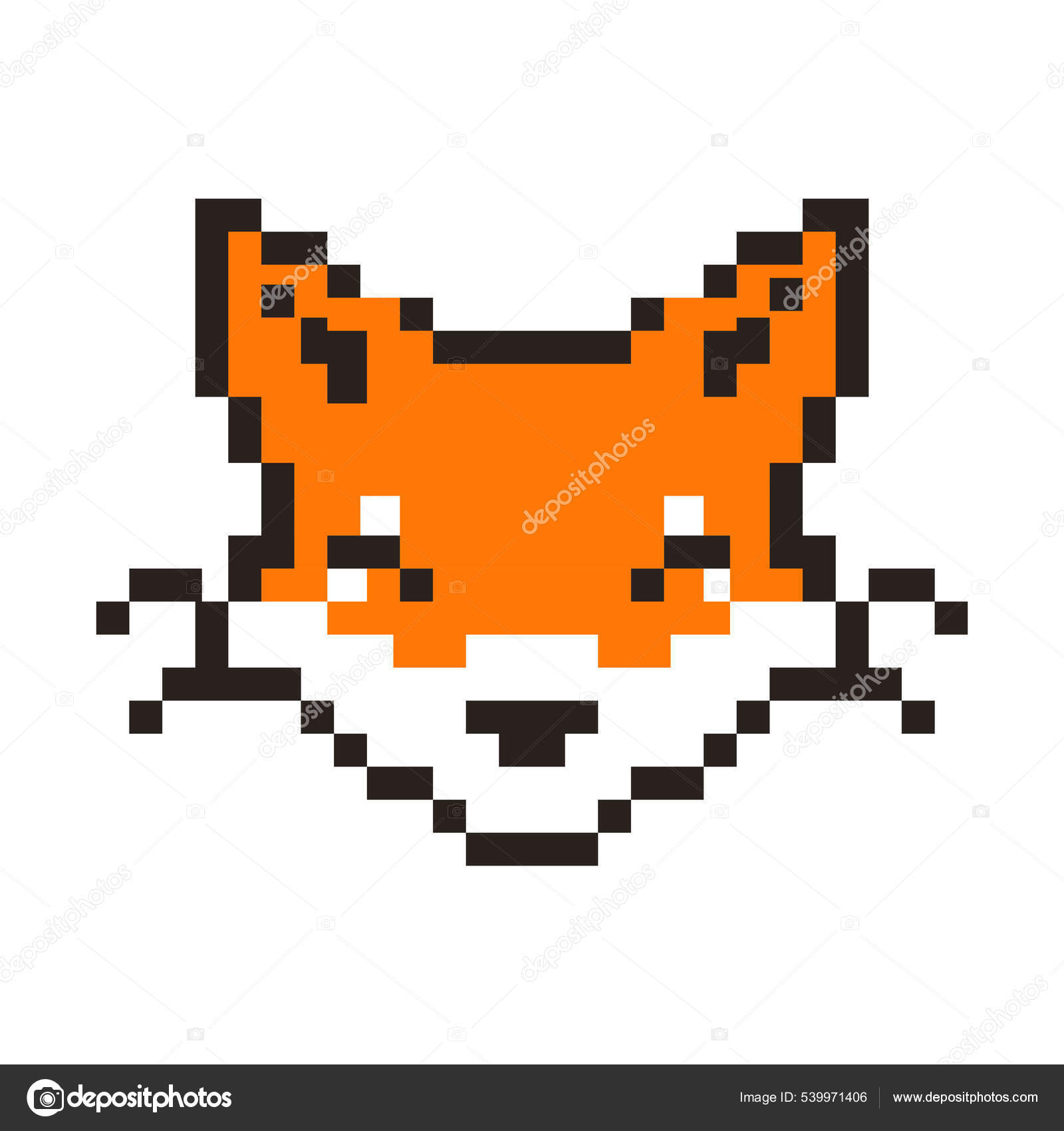 Piksel Sanat Tarzında Tilki Kafası Vahşi Hayvan Vektör Çizimi Izole ...