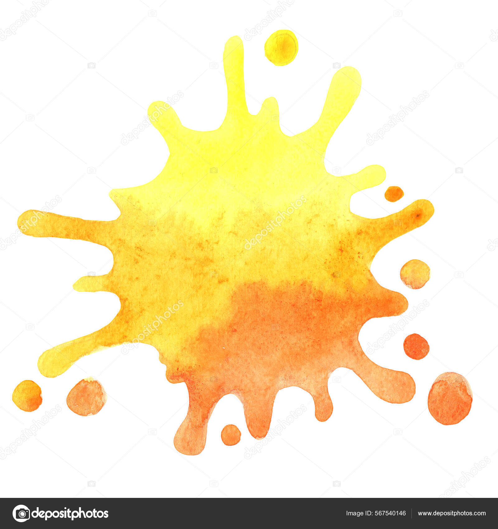 Orange Yellow Color Water Splash Watercolor Banner Illustration ...