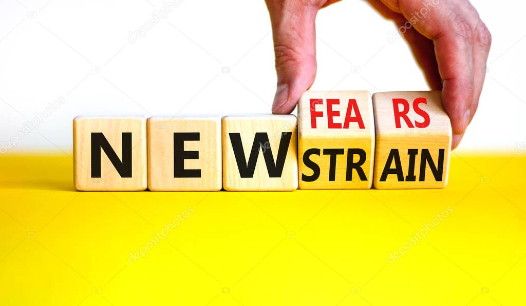 Símbolo mutado del virus de la cepa covid-19. El doctor se vuelve cubos ...