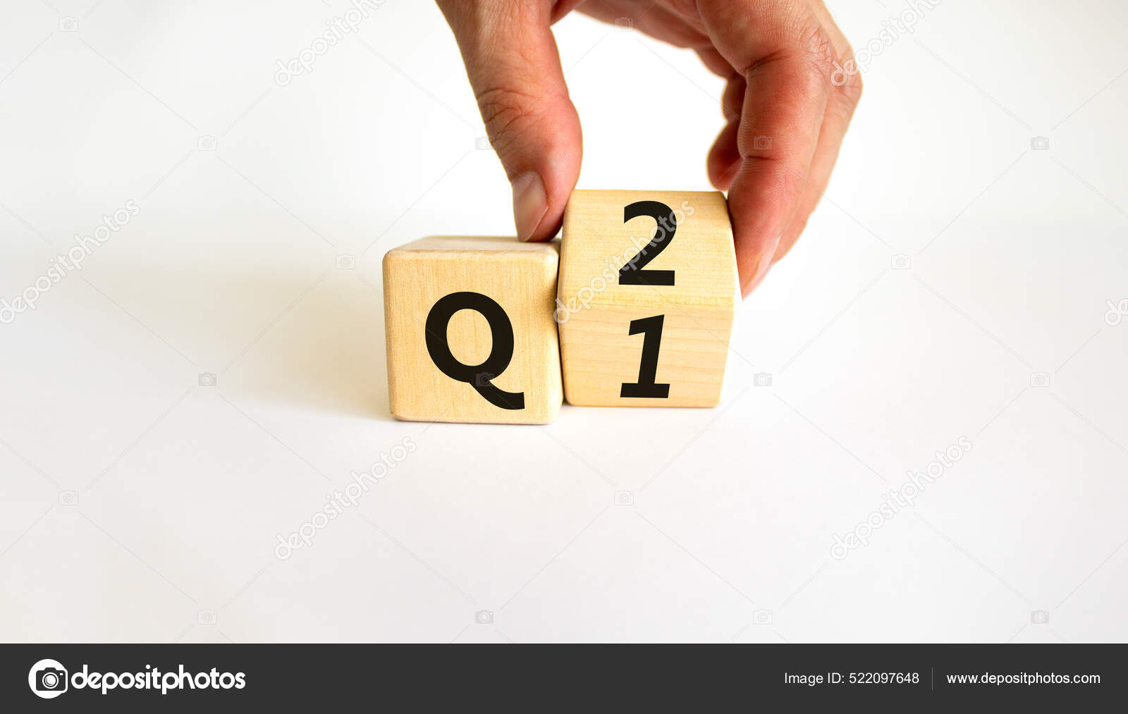1St 2Nd Quarter Symbol Businessman Turns Wooden Cube Changes Words ...
