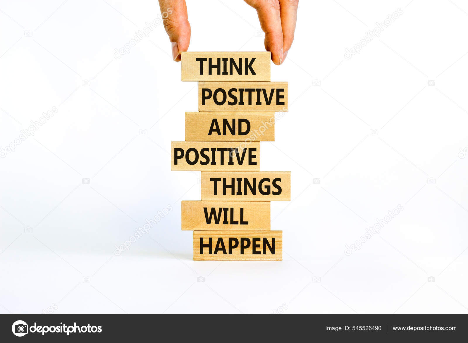 Think Positive Symbol Wooden Blocks Words Think Positive Positive ...