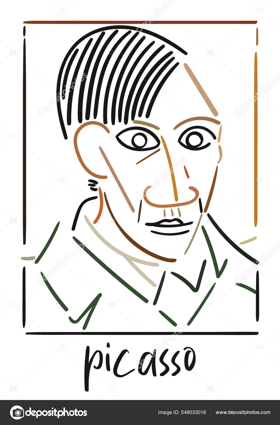 Pablo Picassos Selbstporträt Vektorillustration Stock-Vektorbild von ©crazy_monkey 548033016