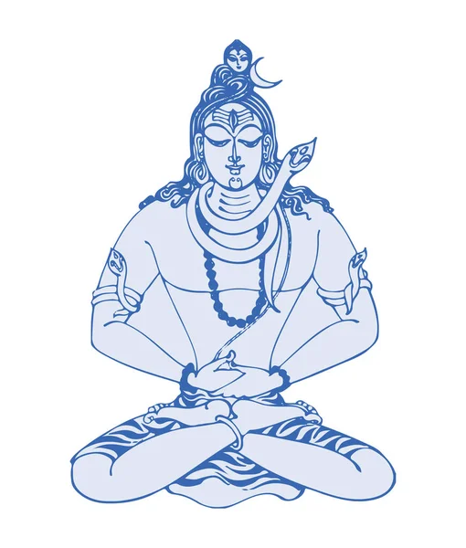 Drawing Sketch Hindu Famous God Lord Shiva Editable Outline ...