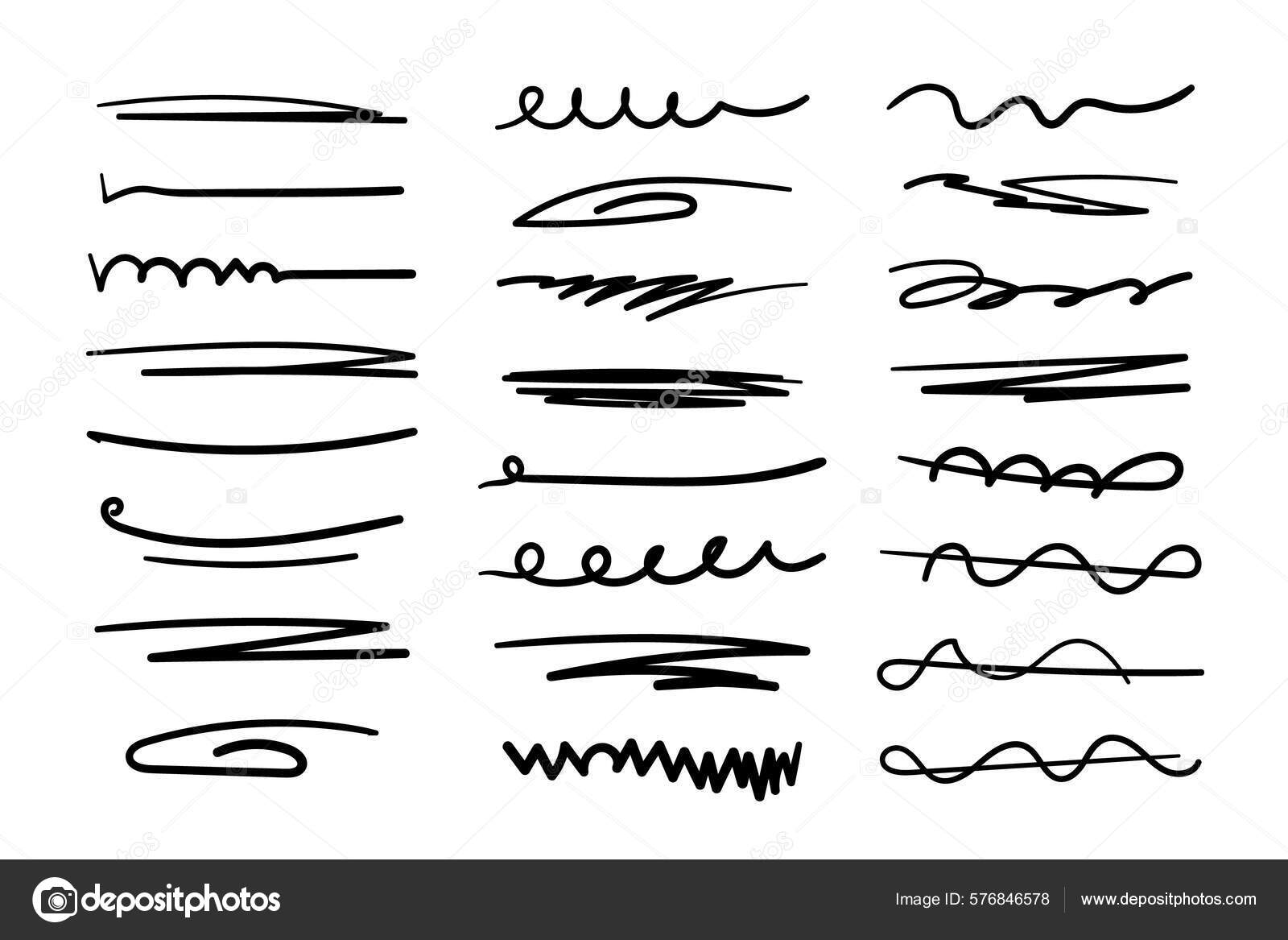 Handmade Lines Set Brush Lines Underlines Hand Drawn Collection Doodle ...