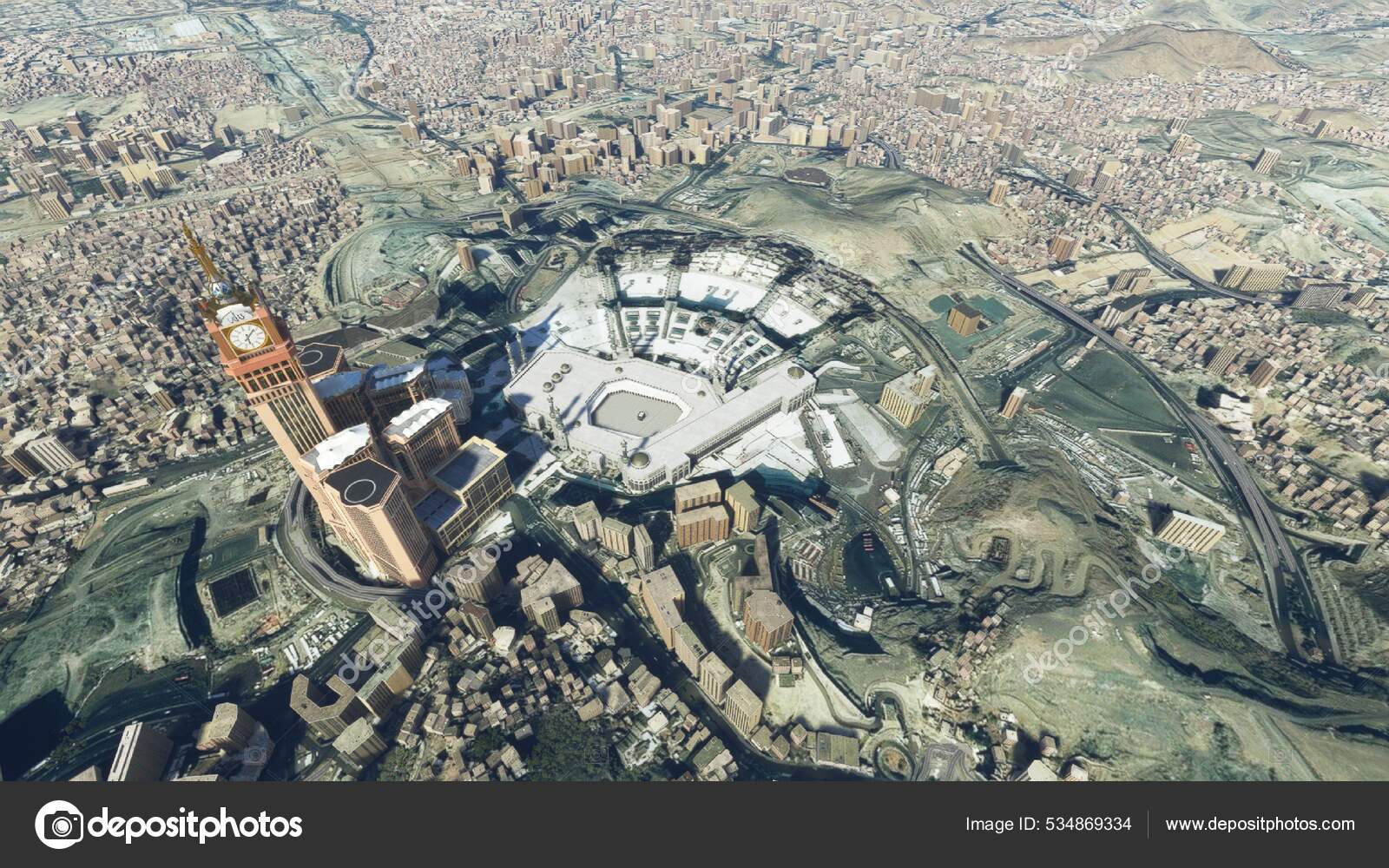 Mecca Drone View Mecca Aerial View Realistic Render Stock Photo by ...