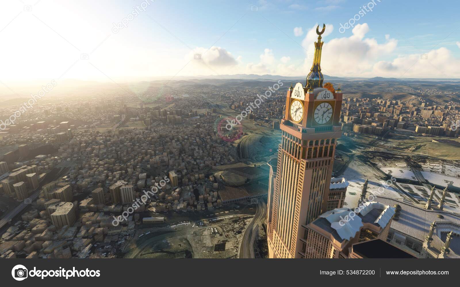 Mecca Drone View Mecca Aerial View Realistic Render Stock Photo by ...