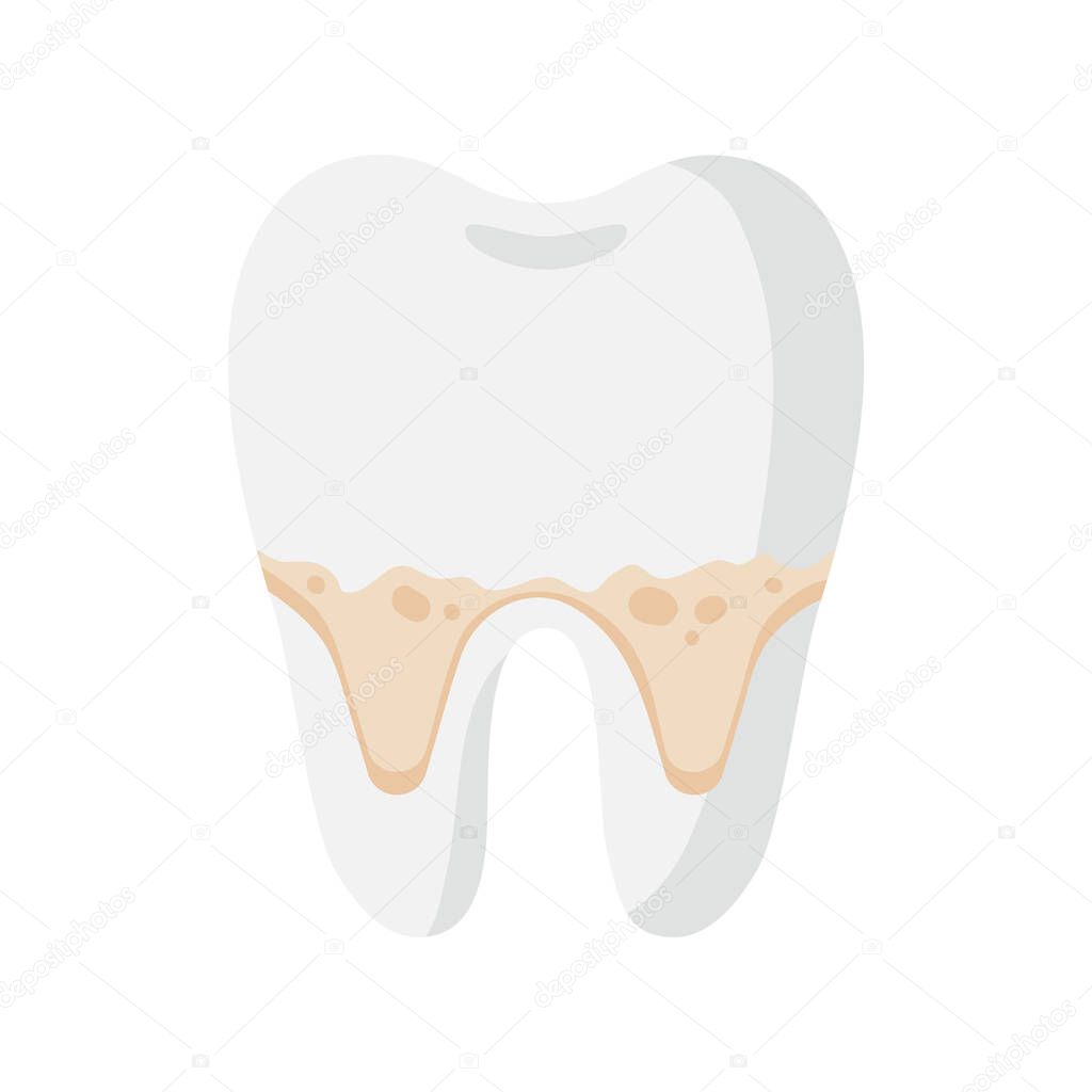 Diente de dibujos animados vectorial con placa de raíz dental y ...