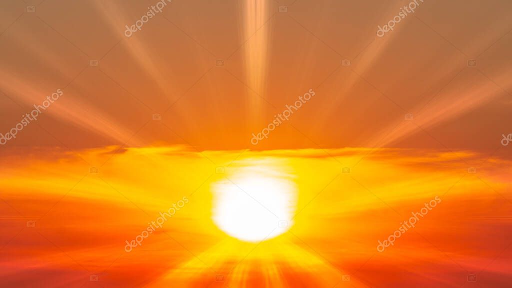 brillo sol brillante y naranja cielo nublado, imagen de fondo de la ...