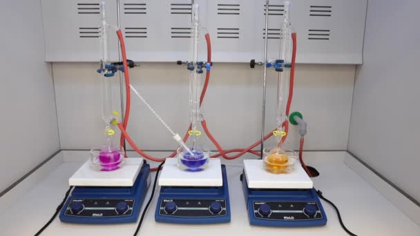 Mixing Colored Solution Magnetic Stirrer Formation Chemical Reaction ...